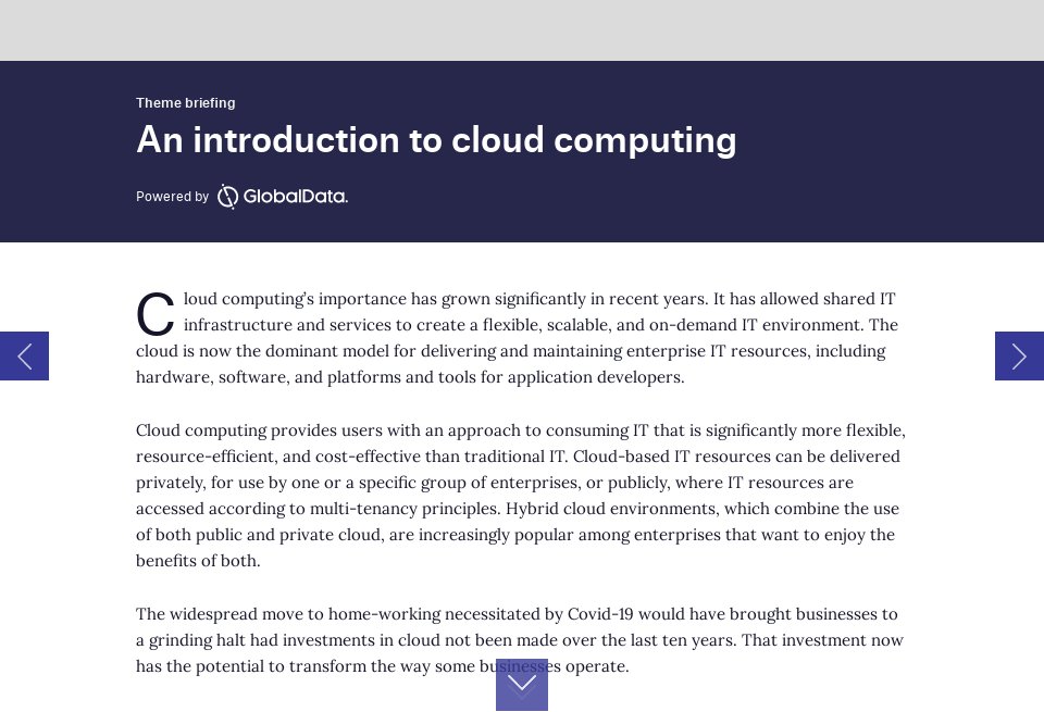 An introduction to cloud computing - Thematic Take: Cloud