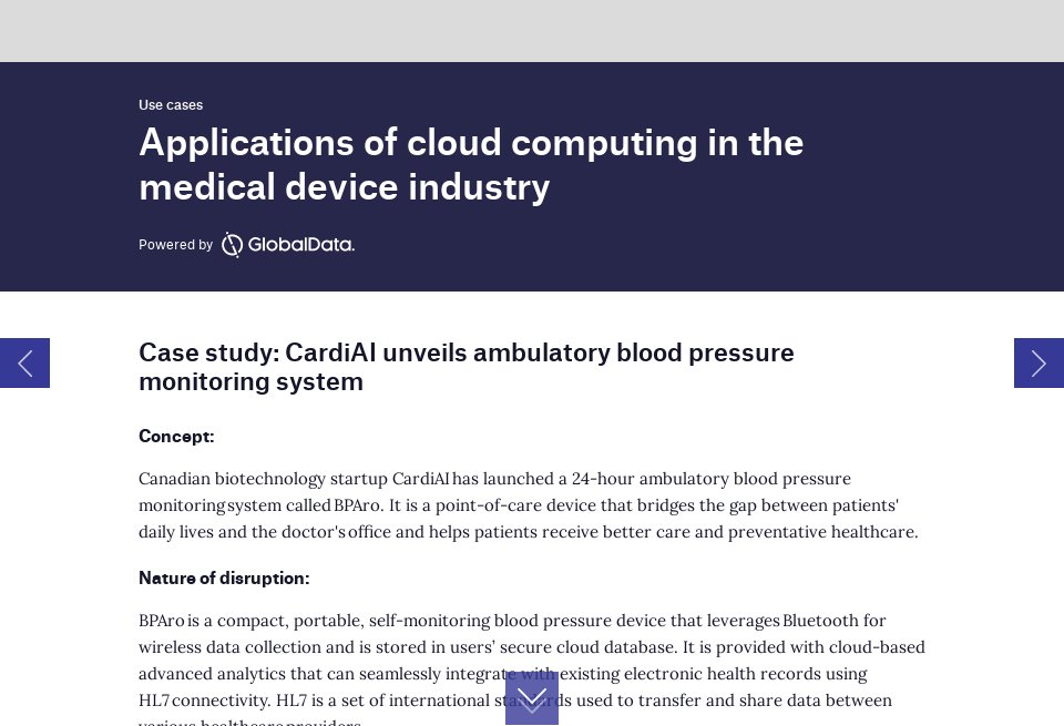 Applications of cloud computing in the medical device industry - Thematic Take: Cloud