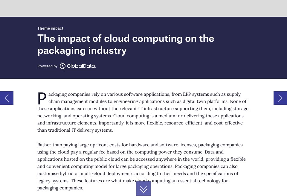 The impact of cloud computing on the packaging industry - Thematic Take: Cloud