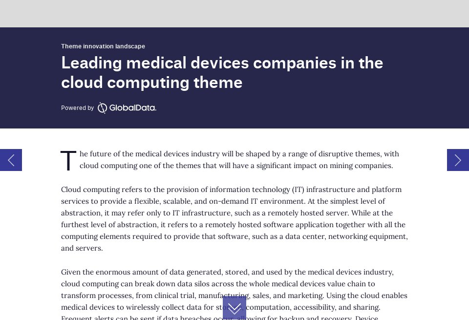 Leading medical devices companies in the cloud computing theme - Thematic Take: Cloud