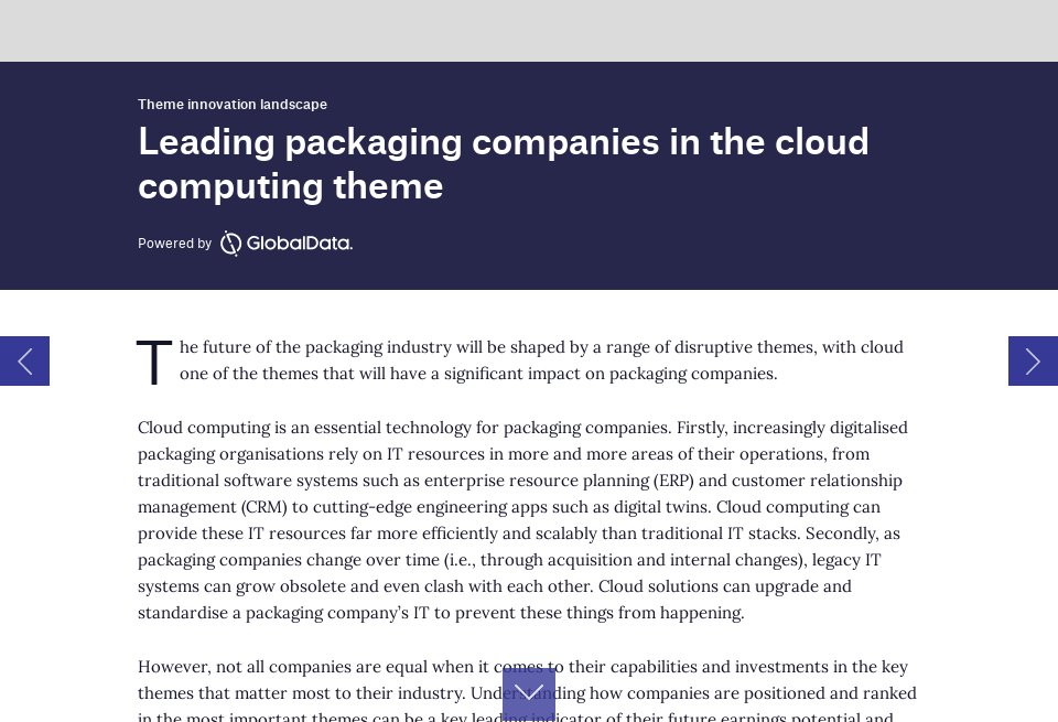 Leading packaging companies in the cloud computing theme - Thematic Take: Cloud