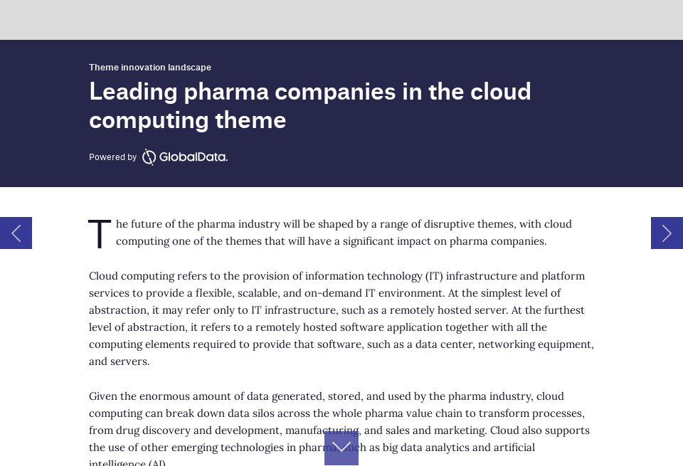 Leading pharma companies in the cloud computing theme - Thematic Take: Cloud