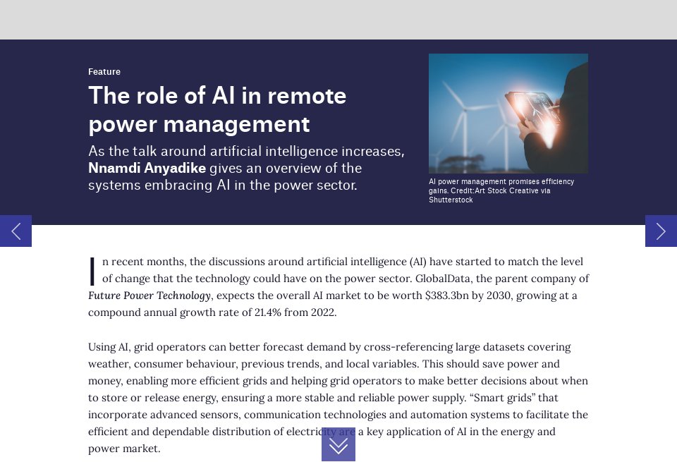 The role of AI in remote power management - Thematic Take: Artificial ...