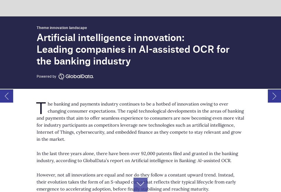 Artificial intelligence innovation: Leading companies in AI-assisted OCR for the banking ...