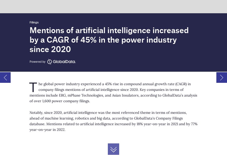 Mentions of artificial intelligence in power industry company filings ...