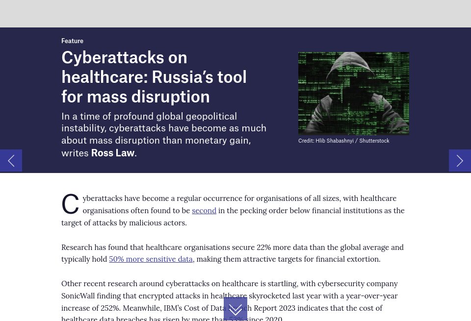Cyberattacks on healthcare: Russia’s tool for mass disruption ...