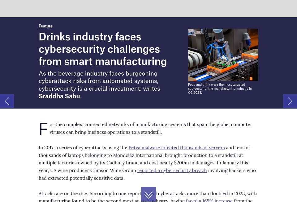 Drinks industry faces cybersecurity challenges from smart manufacturing ...