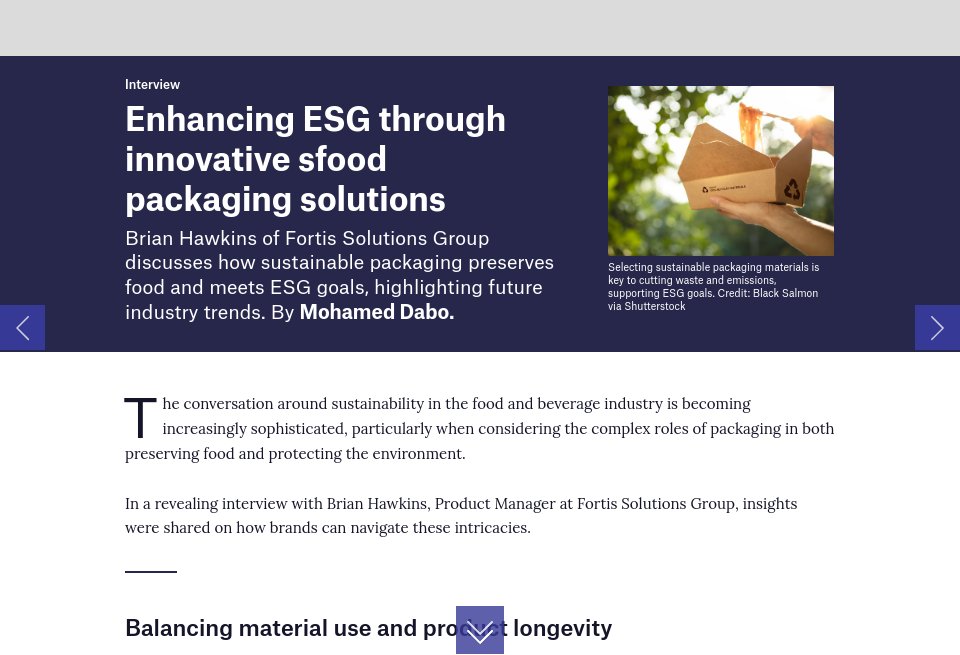 Interview Enhancing ESG through innovative food packaging solutions ...