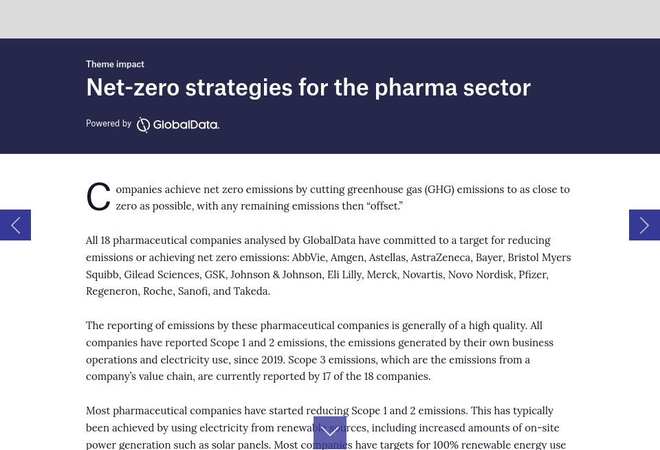 Net-zero strategies for the pharma sector - Thematic Take: ESG in 2024