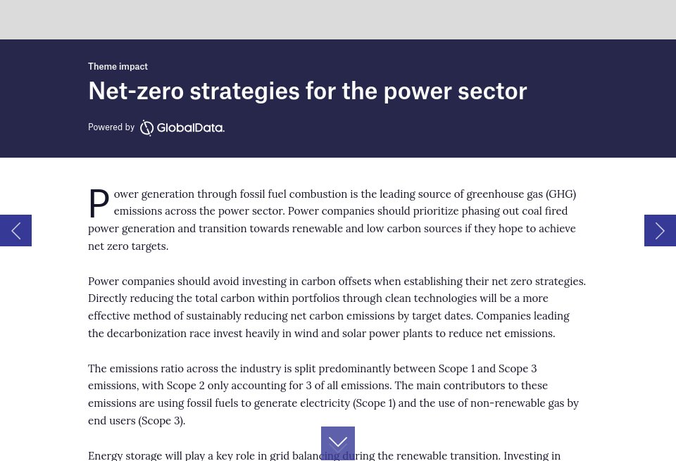 Net-zero strategies for the power sector - Thematic Take: ESG in 2024