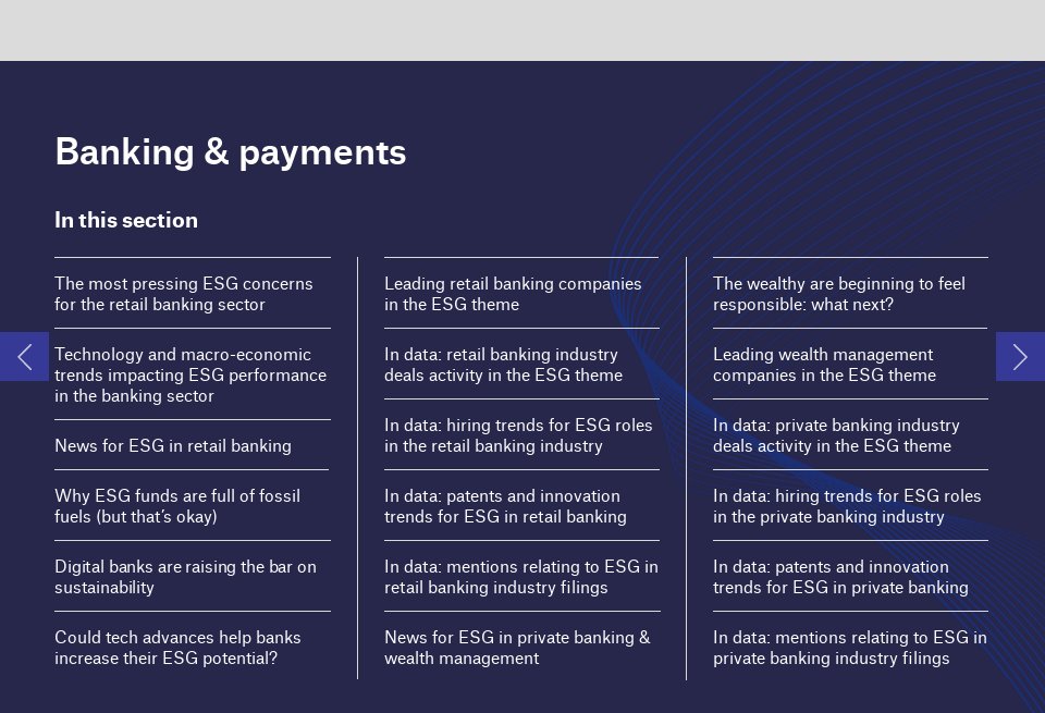Banking - Thematic Take: ESG