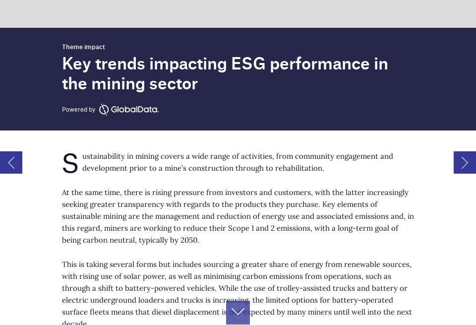 Key trends impacting ESG performance in the mining sector - Thematic ...