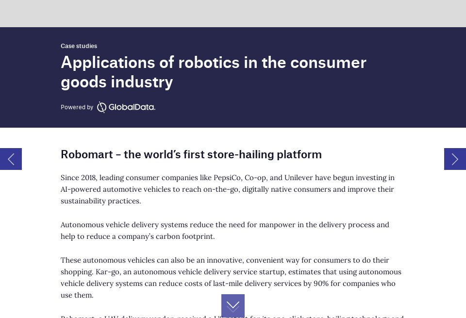 Case studies: robotics in the consumer goods industry - Thematic Take ...
