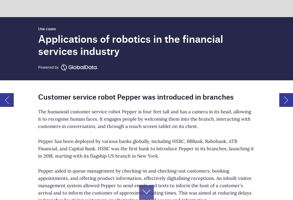 Applications of robotics in the financial services industry - Thematic Take: Robotics