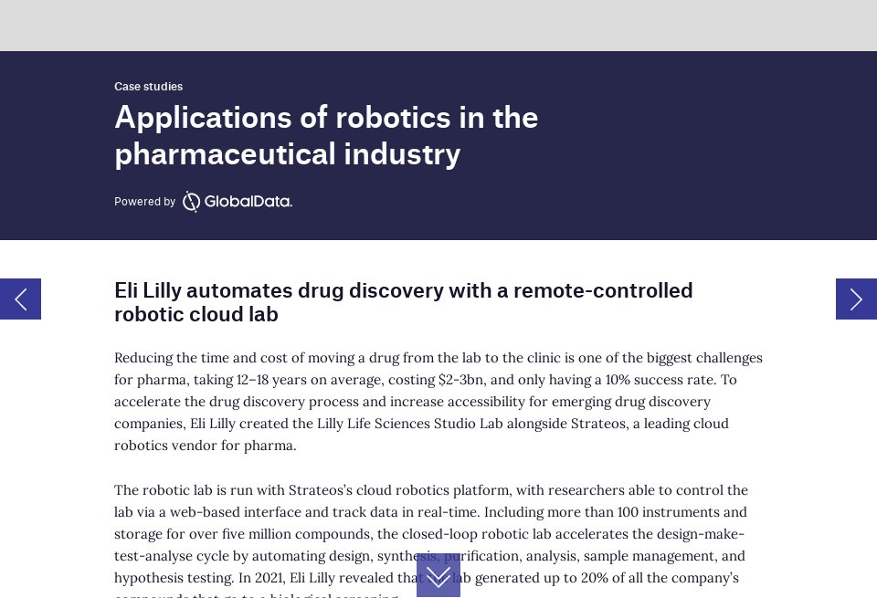 Case studies: robotics in the pharmaceutical industry - Thematic Take: Robotics
