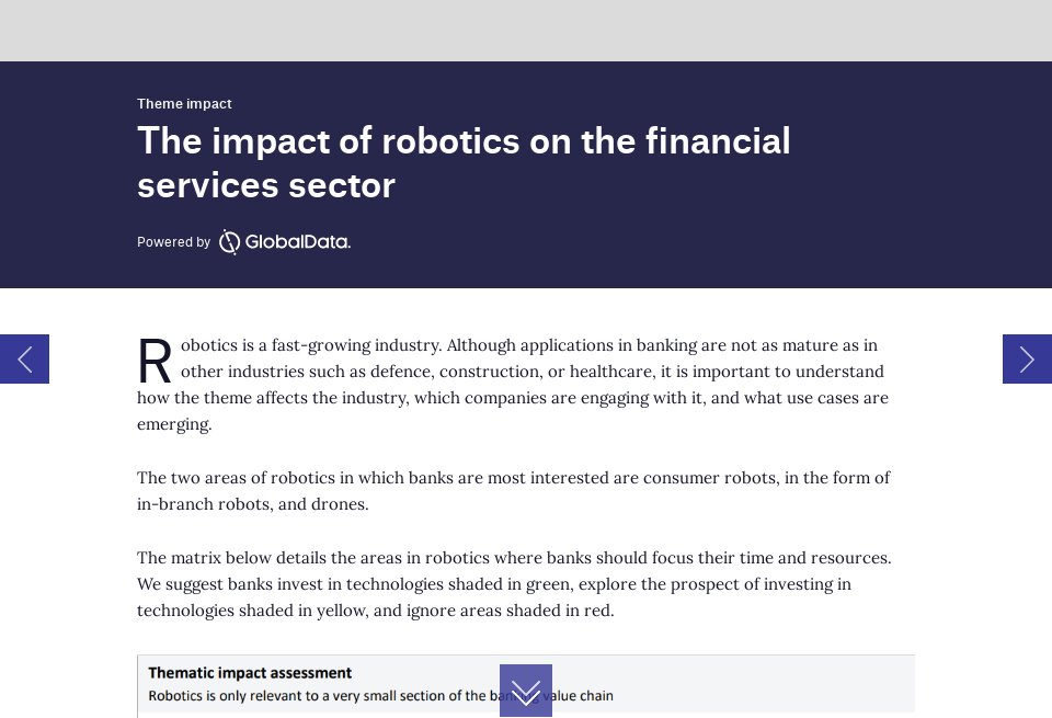 The impact of robotics on the financial services sector - Thematic Take ...