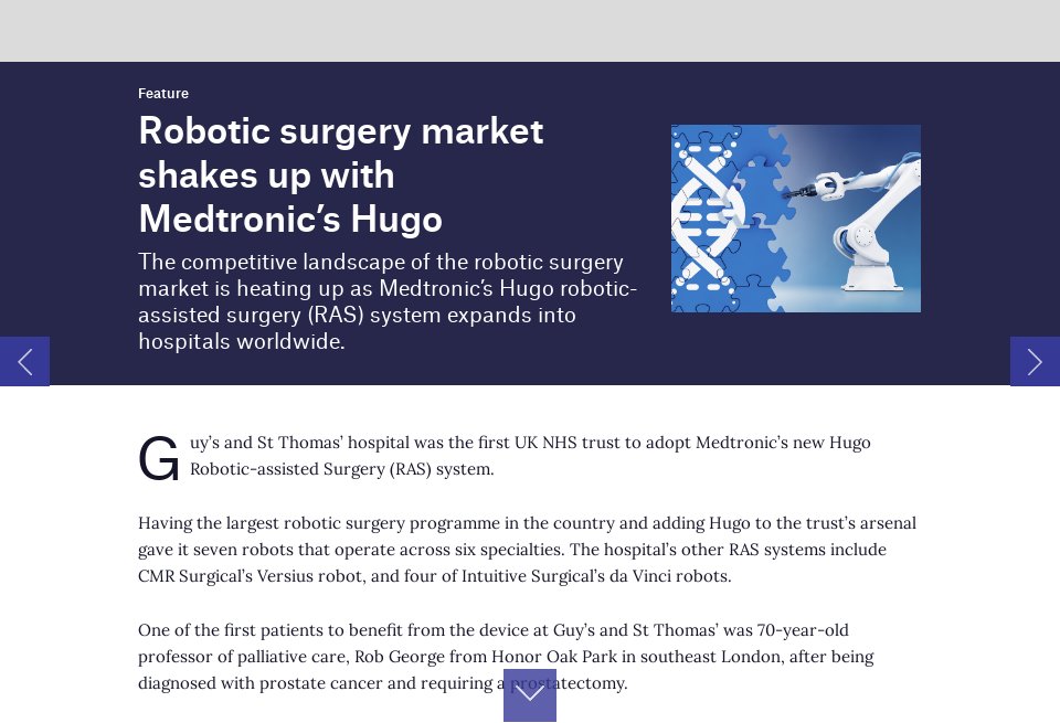 Robotic surgery market shakes up with Medtronic’s Hugo - Thematic Take ...